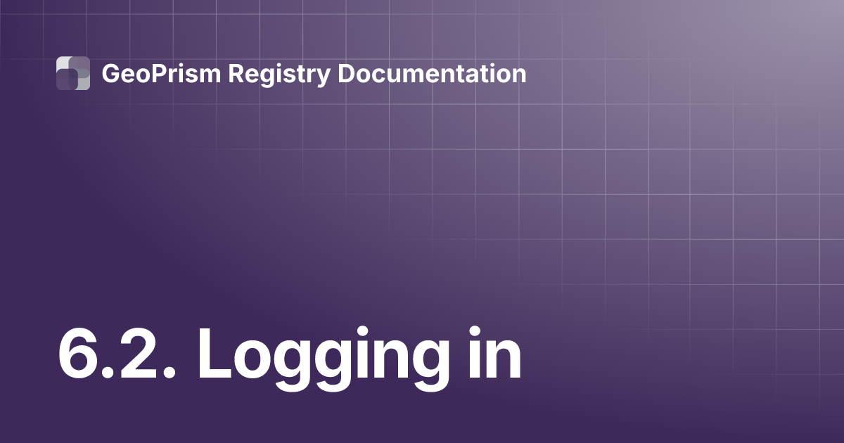 6.2. Logging in | GeoPrism Registry Documentation